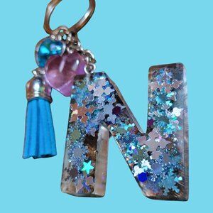 Handmade | Accessories | Alphabet Personalized Sequin Sparkle Resin Key ...